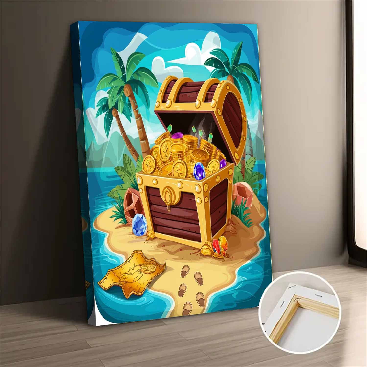 Treasure Chest Canvas Wall Art Print For Living Room Bedroom Decoration ...
