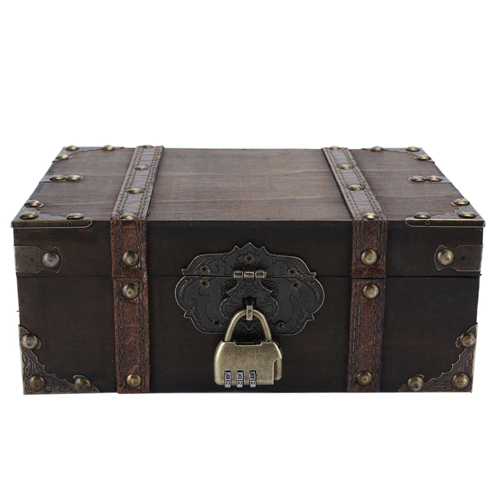 European Style Large Vintage Wooden Storage Box with Lock, Grey 6282 ...