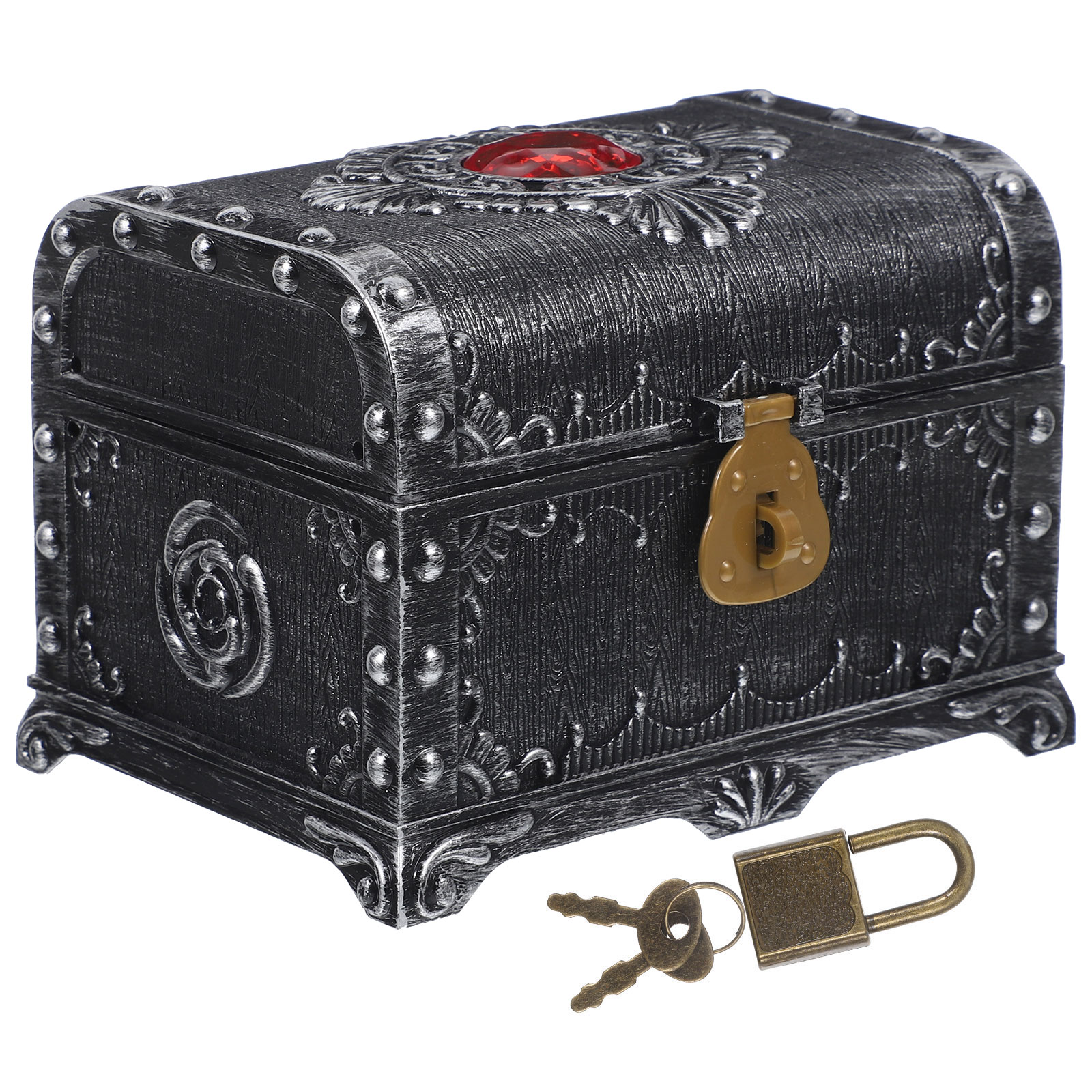 Treasure Chest Ornaments Plastic Boxes For Storage Craft Toy Retro ...