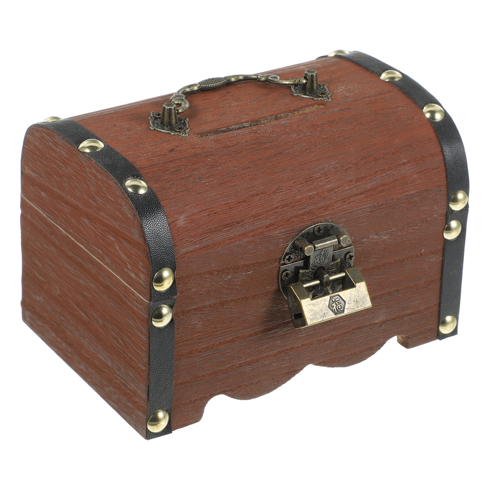 Treasure Chest Piggy Bank for Kids Wooden Pirate Book Bin Saving Money ...