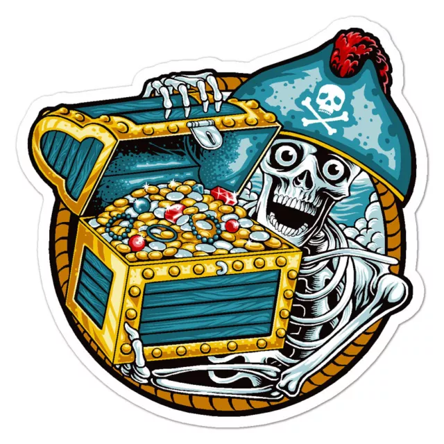 Treasure Chest Pirate Sticker Indoor Outdoor Phone Decal Water Bottle ...