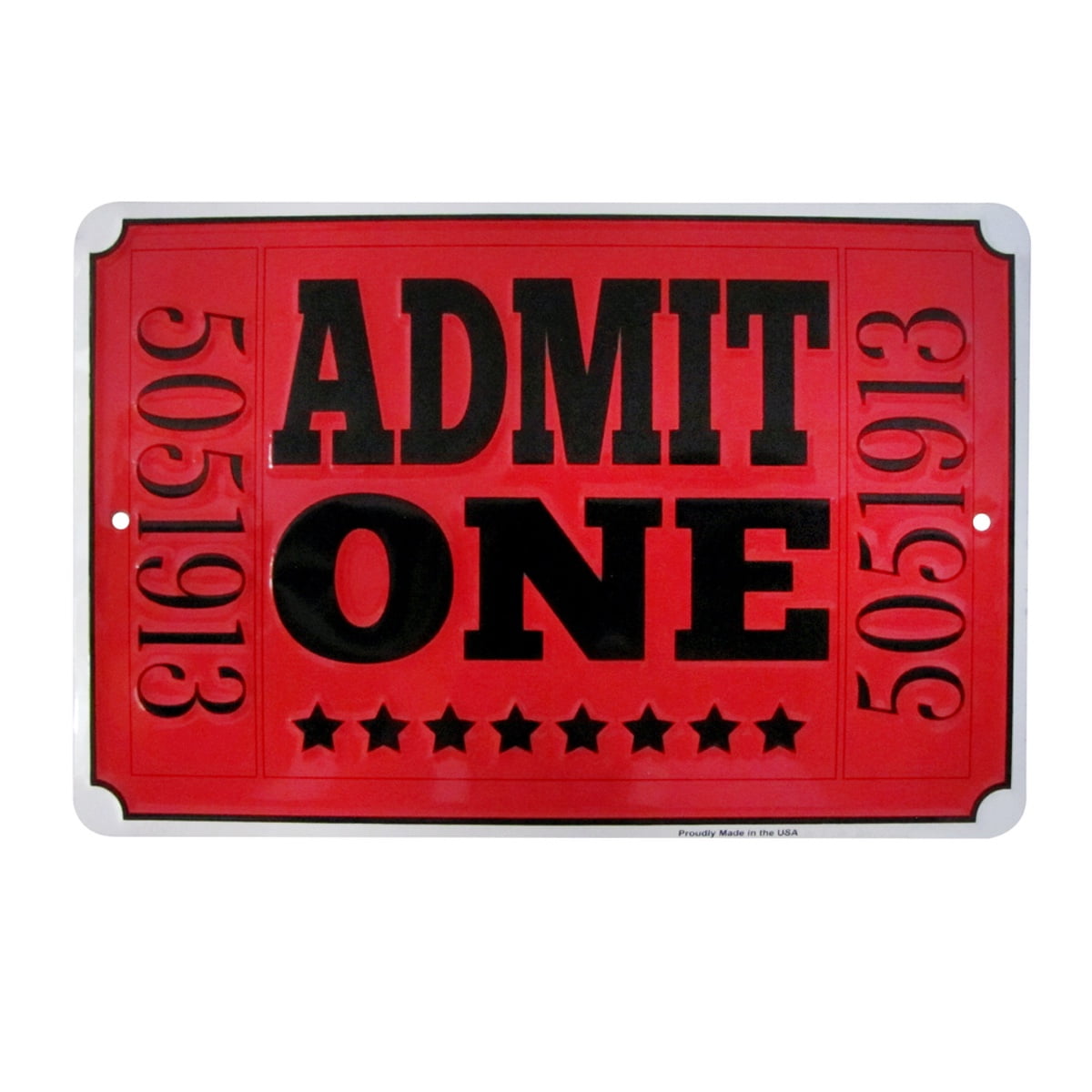 Admit One Red Movie Theatre Ticket Metal Sign for Home Theater, Man ...