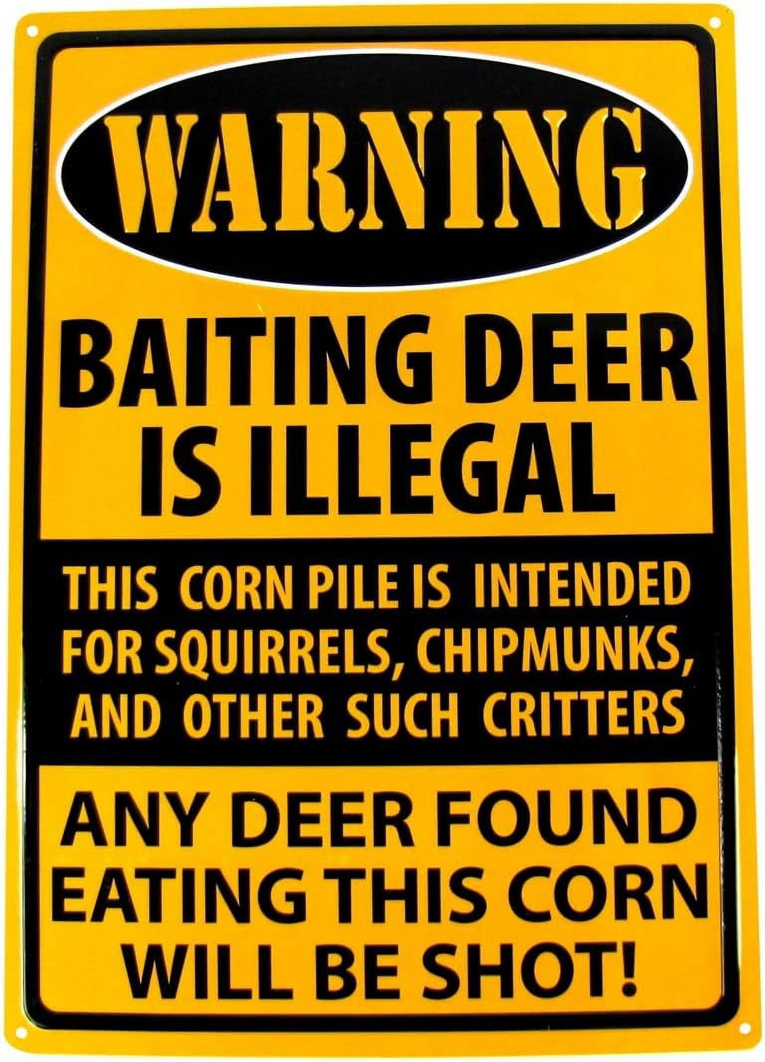 Treasure Gurus Baiting Deer Warning Funny Embossed Metal Hunting Sign ...