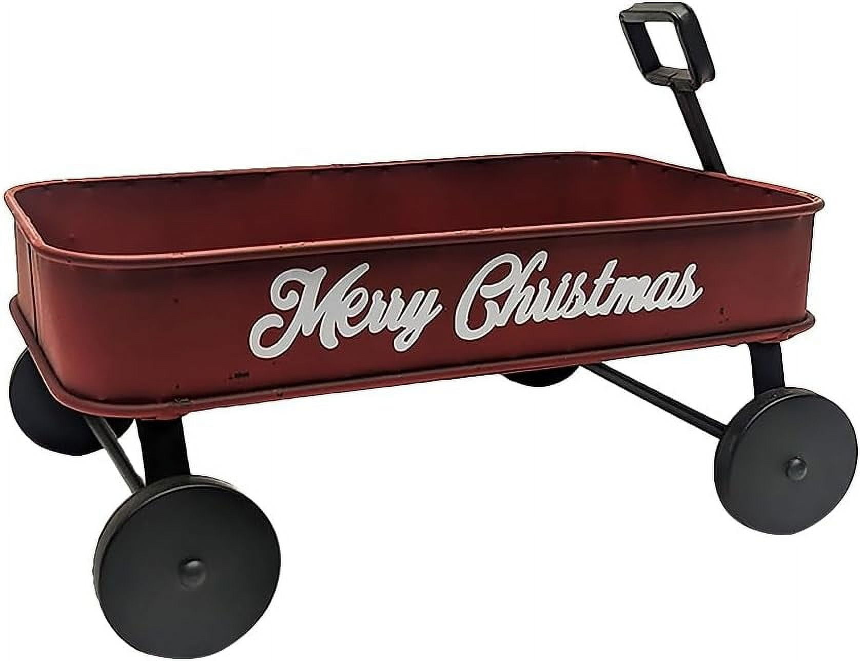 Treasure Gurus Merry Christmas Mini Red Metal Kids Wagon Rolling Kid ...