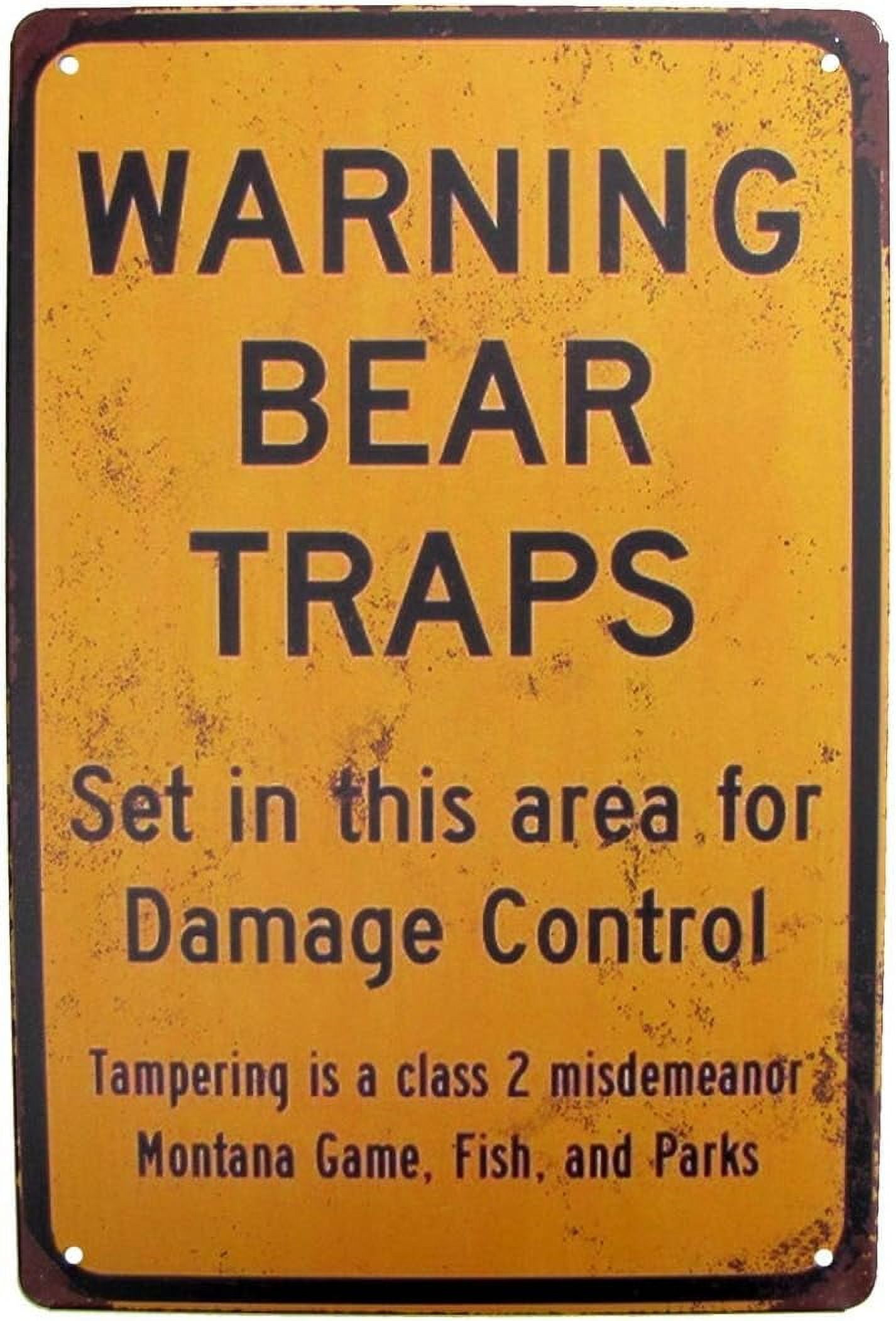 Treasure Gurus Metal Bear Traps Warning Beware Caution Tin Wall Sign ... Treasure Gurus Metal Bear Traps Warning Beware Caution Tin Wall Sign ...