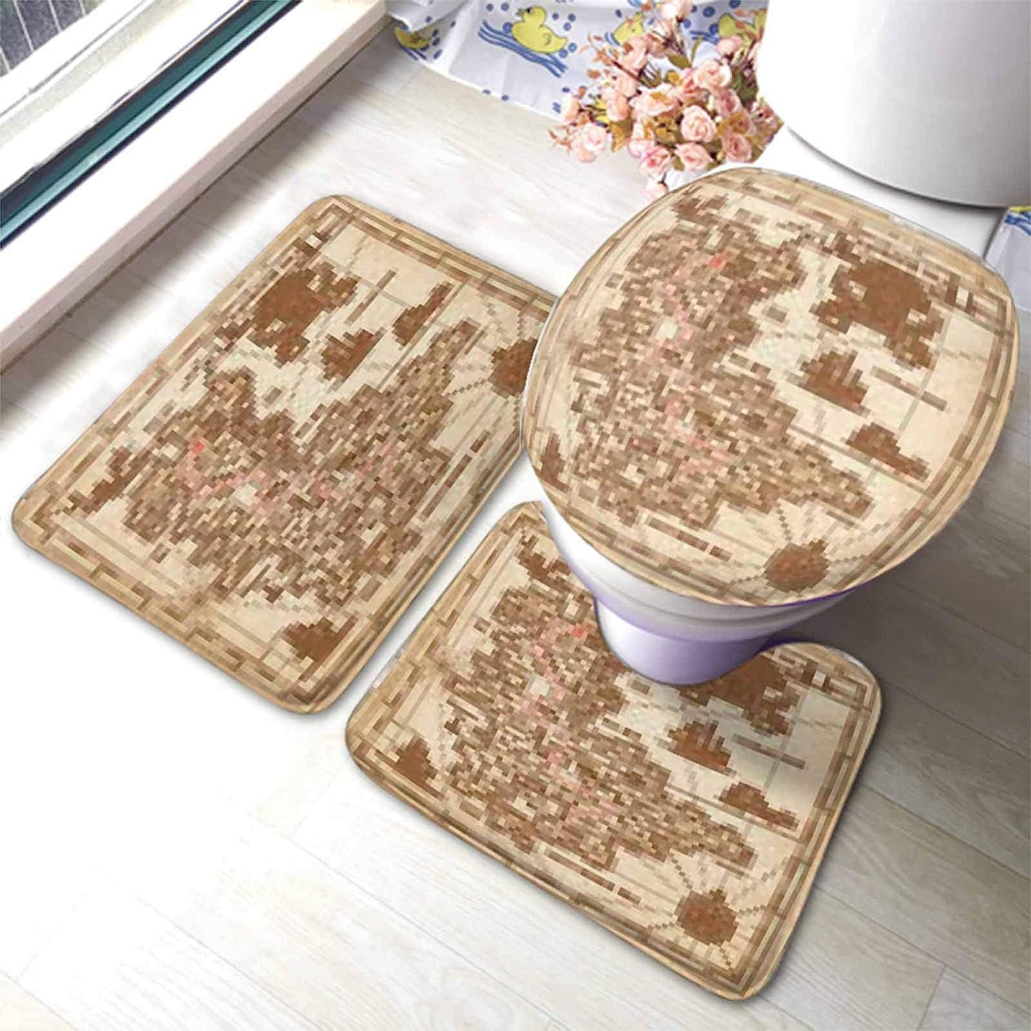 Treasure Map Bath Mat Treasure Map and Pirate Emblem Sailboat Compass ...