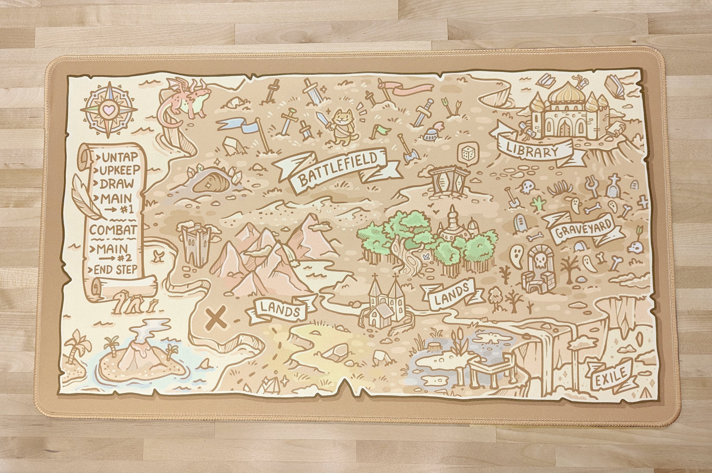 Treasure Map Playmat with Phases and Zones, Deskmat and Mousepad ...