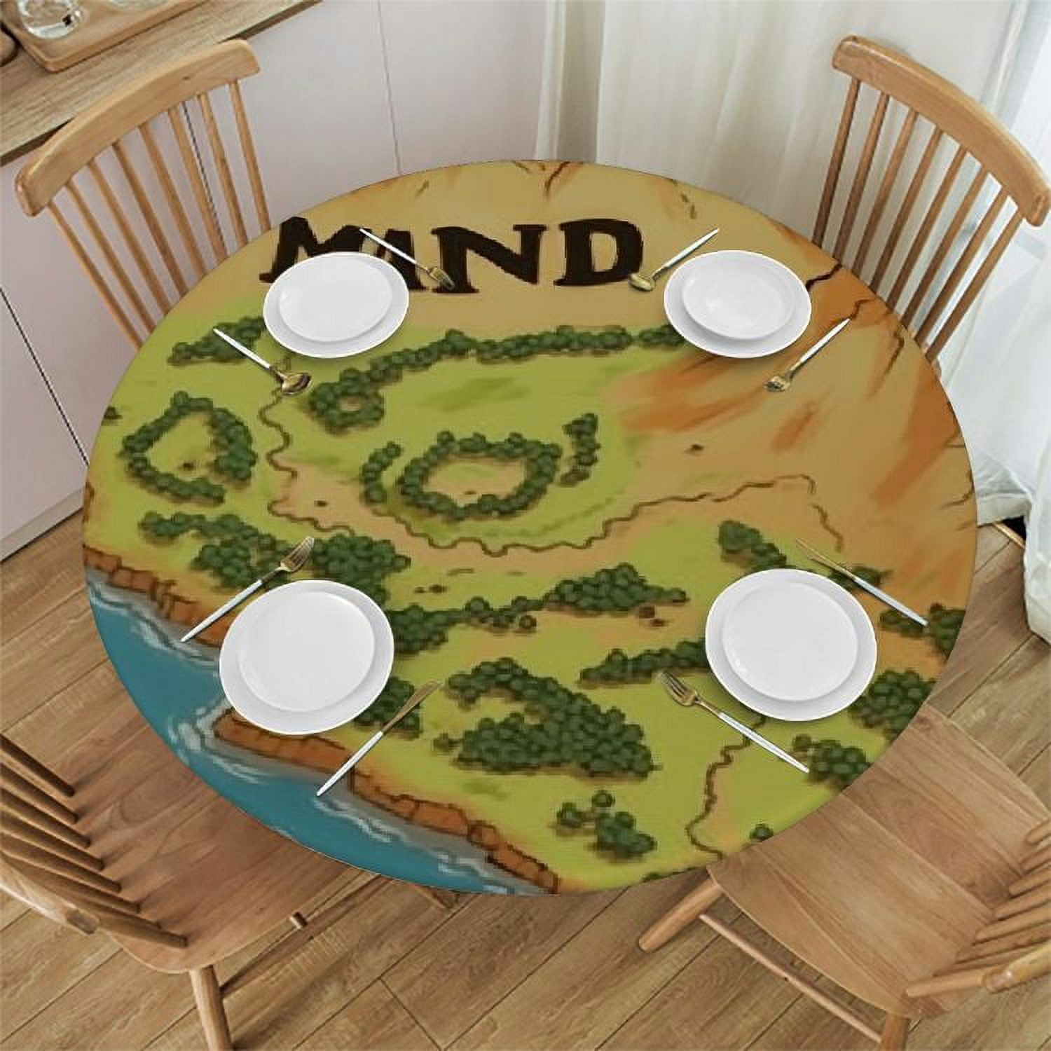 Treasure Map Round Table Cloth Cover Old Paper Pirate Island Compass ...