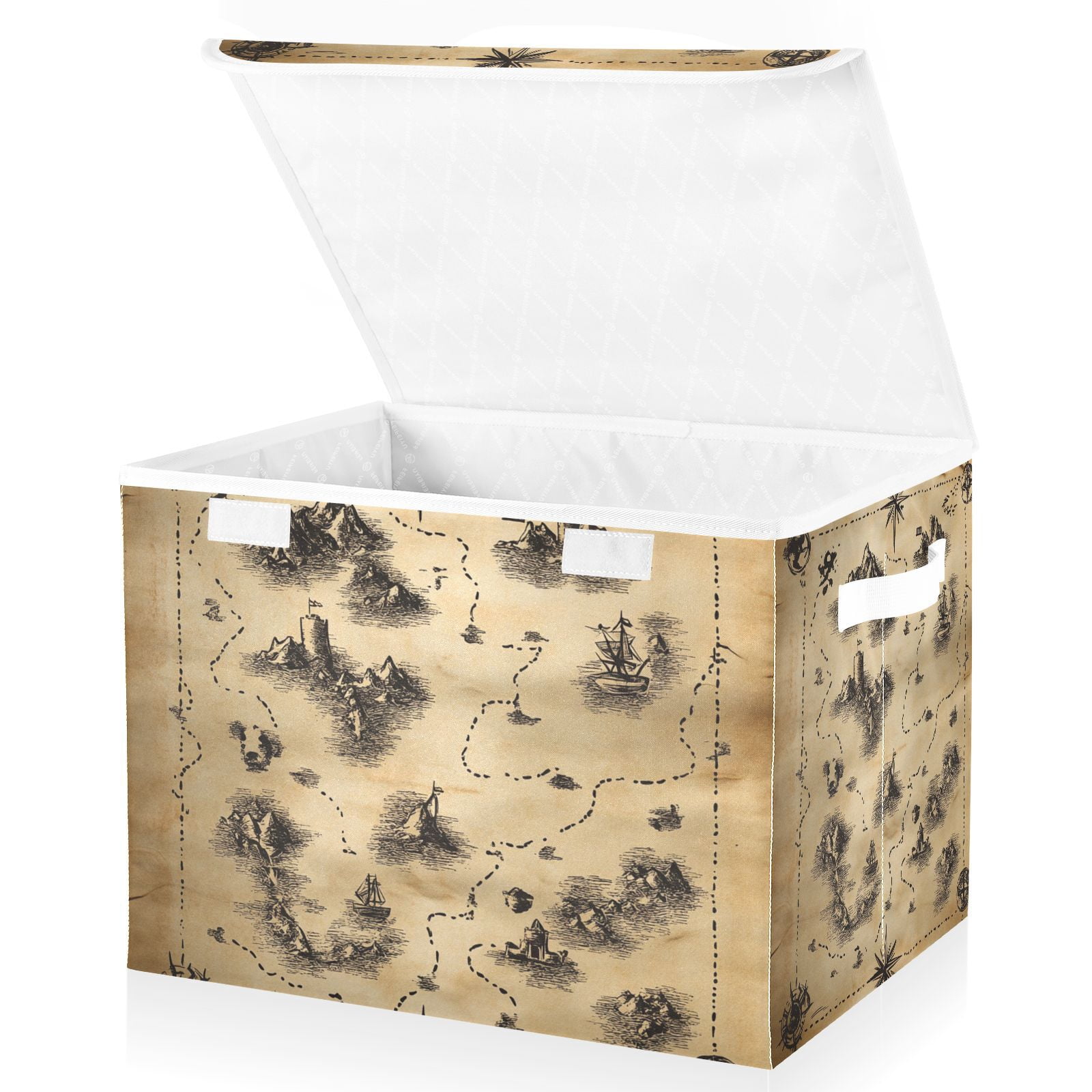 Treasure Map Storage Basket for Shelves Foldable Container Organizer ...