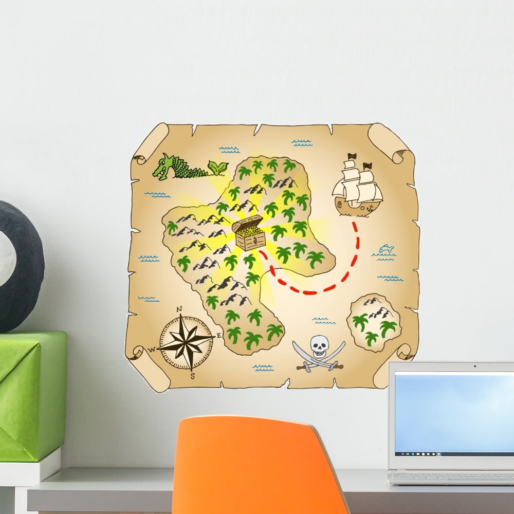Treasure Map Wall Decal by Wallmonkeys Peel and Stick Graphic (18 in W ...