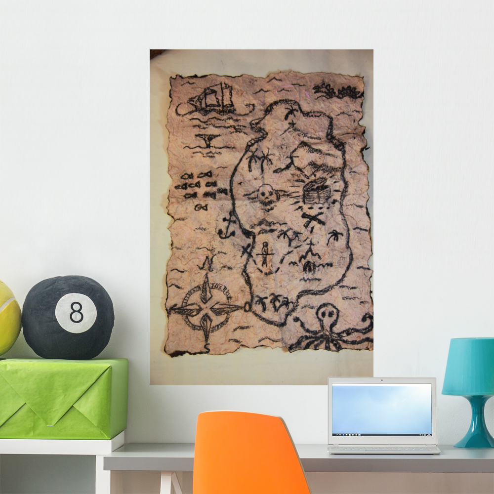 Treasure Map Wall Mural by Wallmonkeys Peel and Stick Graphic (36 in H ...