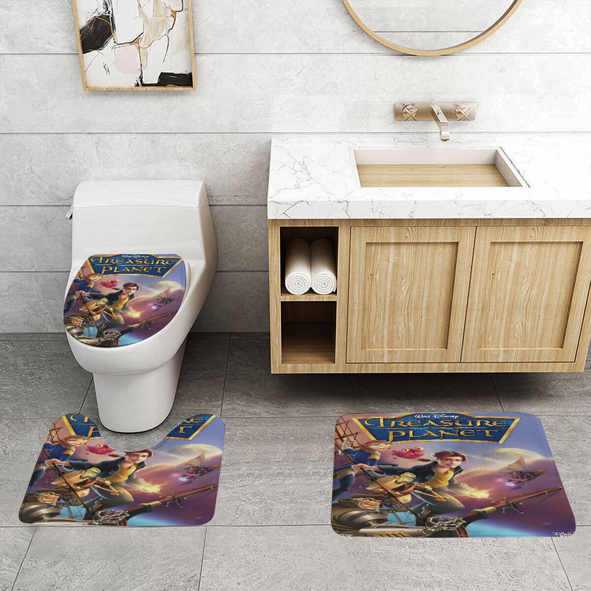 Treasure Planet floor mat and toilet set is durable, machine washable ...