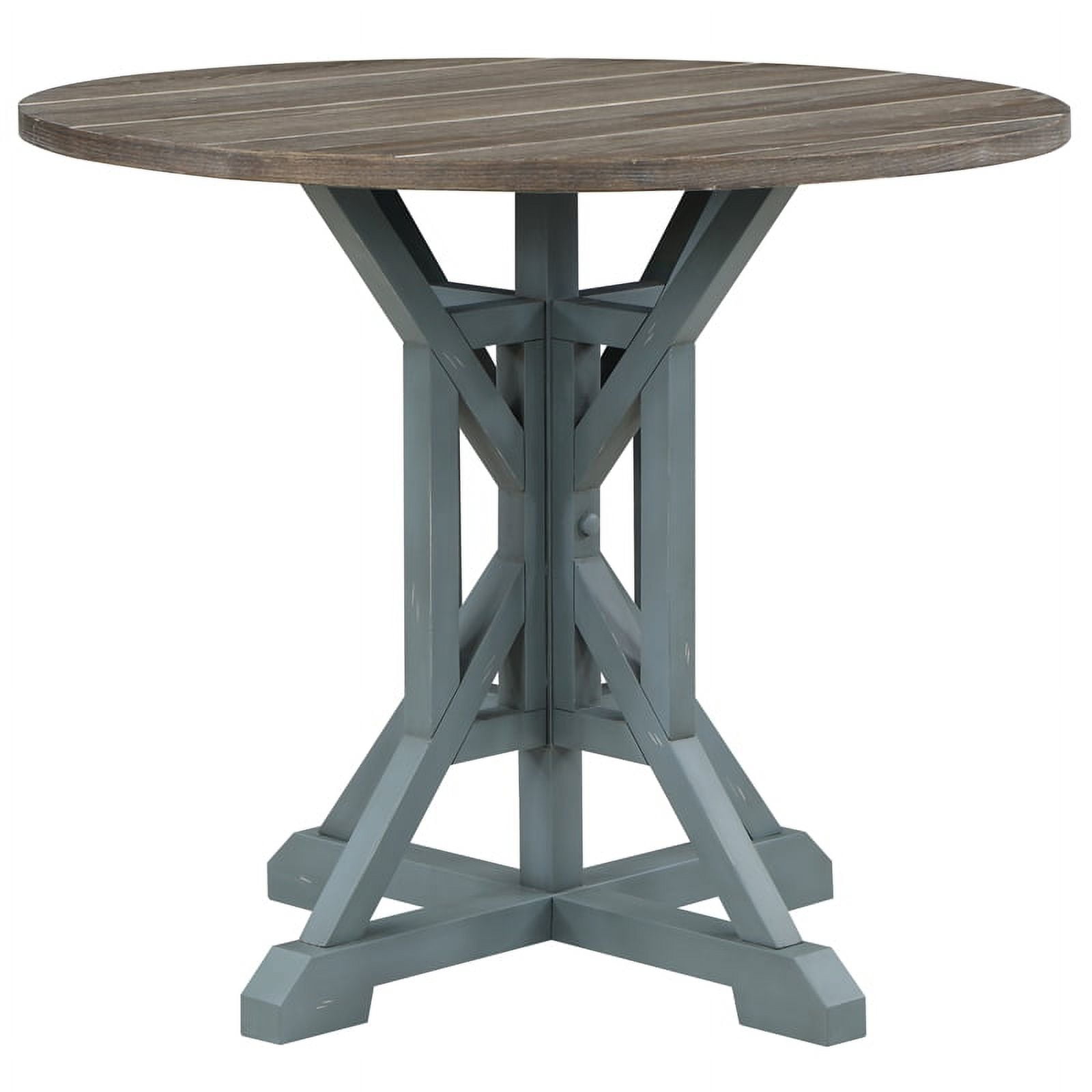 Treasure Trove Bar Harbor Blue Round Counter Height Wood Dining Table ...