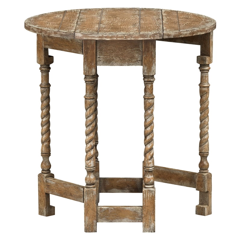 Treasure Trove Josie Vintage Brown Rub Wood Drop Leaf Accent Table ...