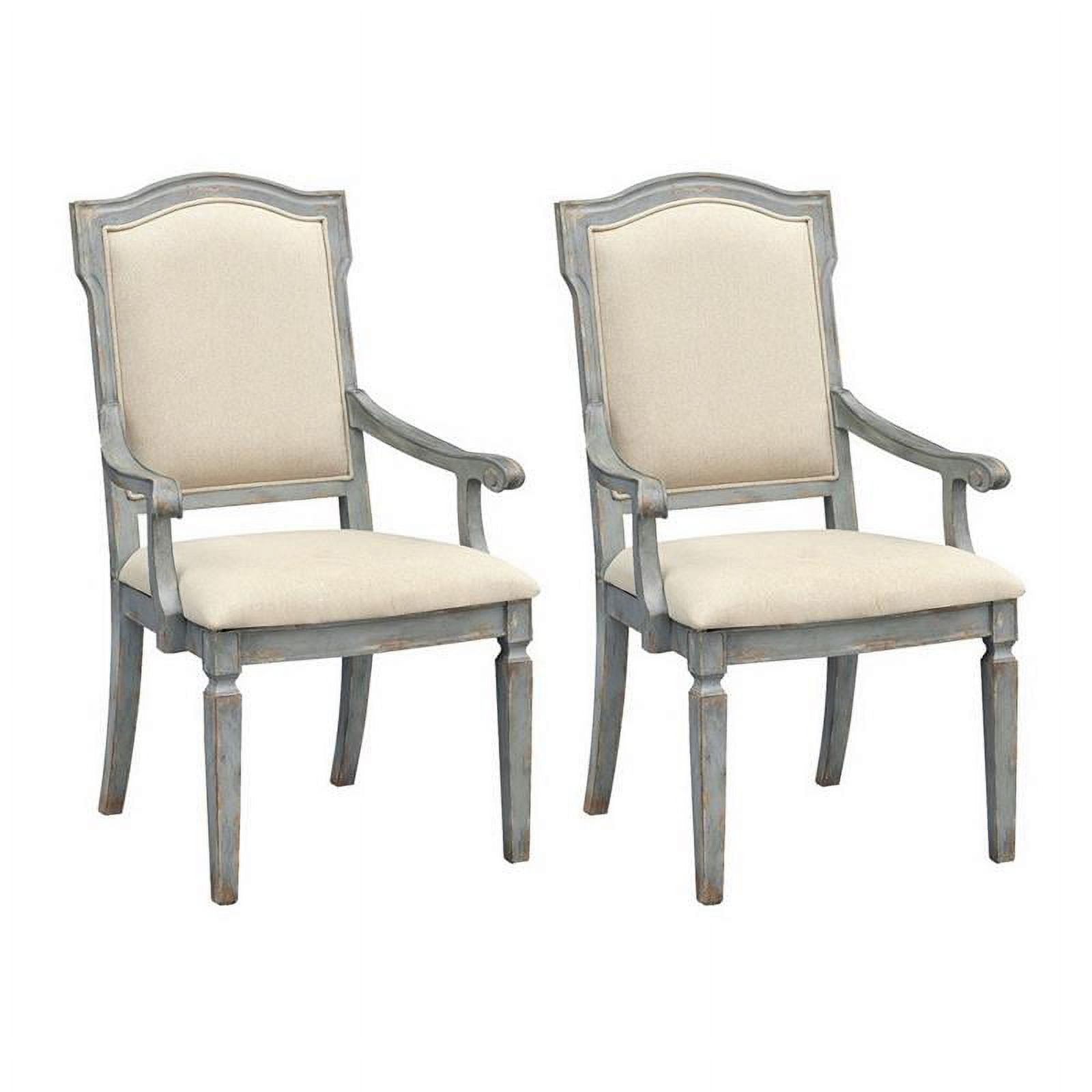 Treasure Trove Monaco Blue/Cream Wood/Upholstered Arm Chairs - Set of 2 ...