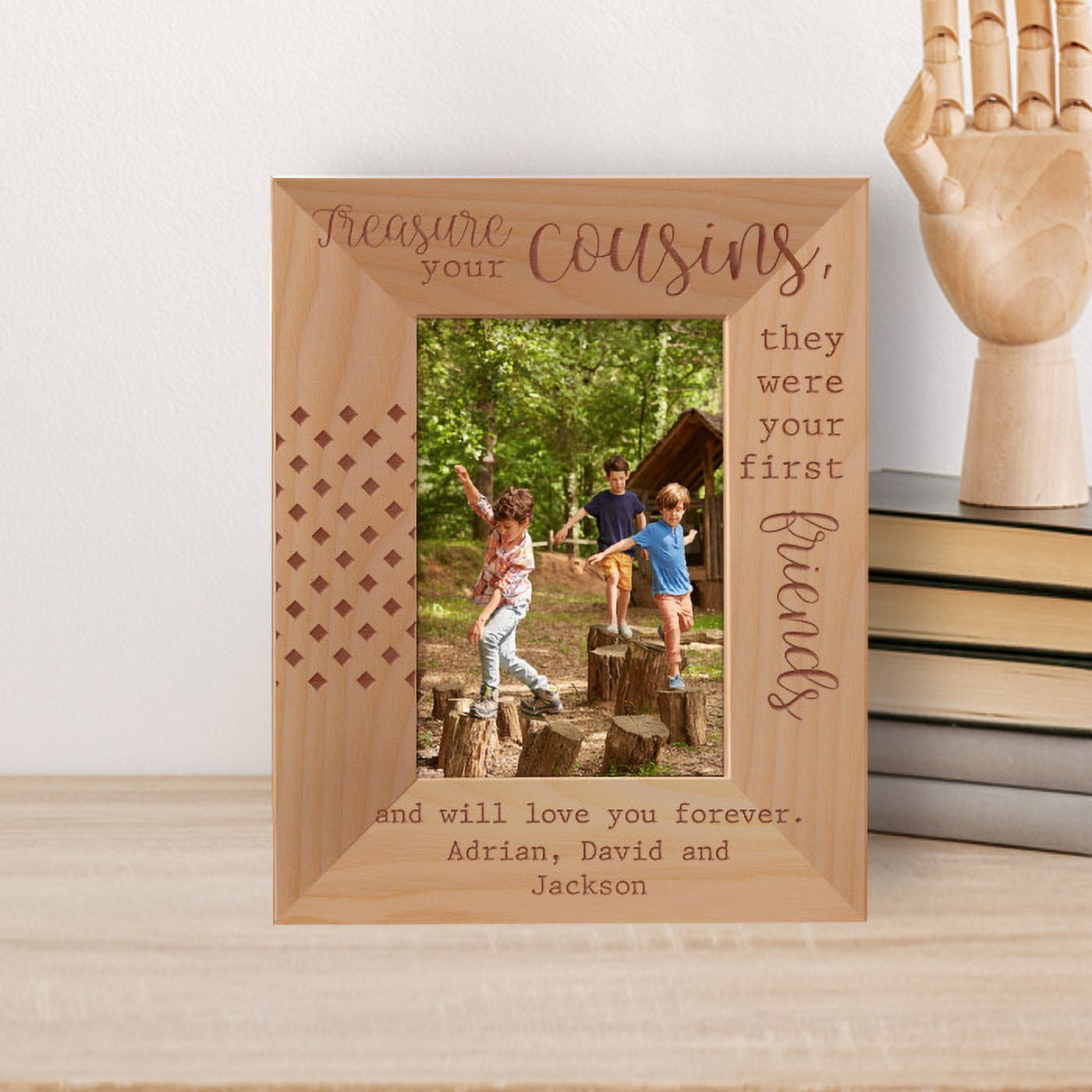 Treasure Your Cousins Personalized Wooden Frame 3 1/2" x 5" Brown ...