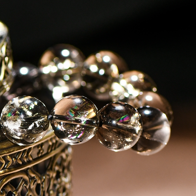 Treasure-grade natural black gold rainbow tea crystal smoke crystal ...