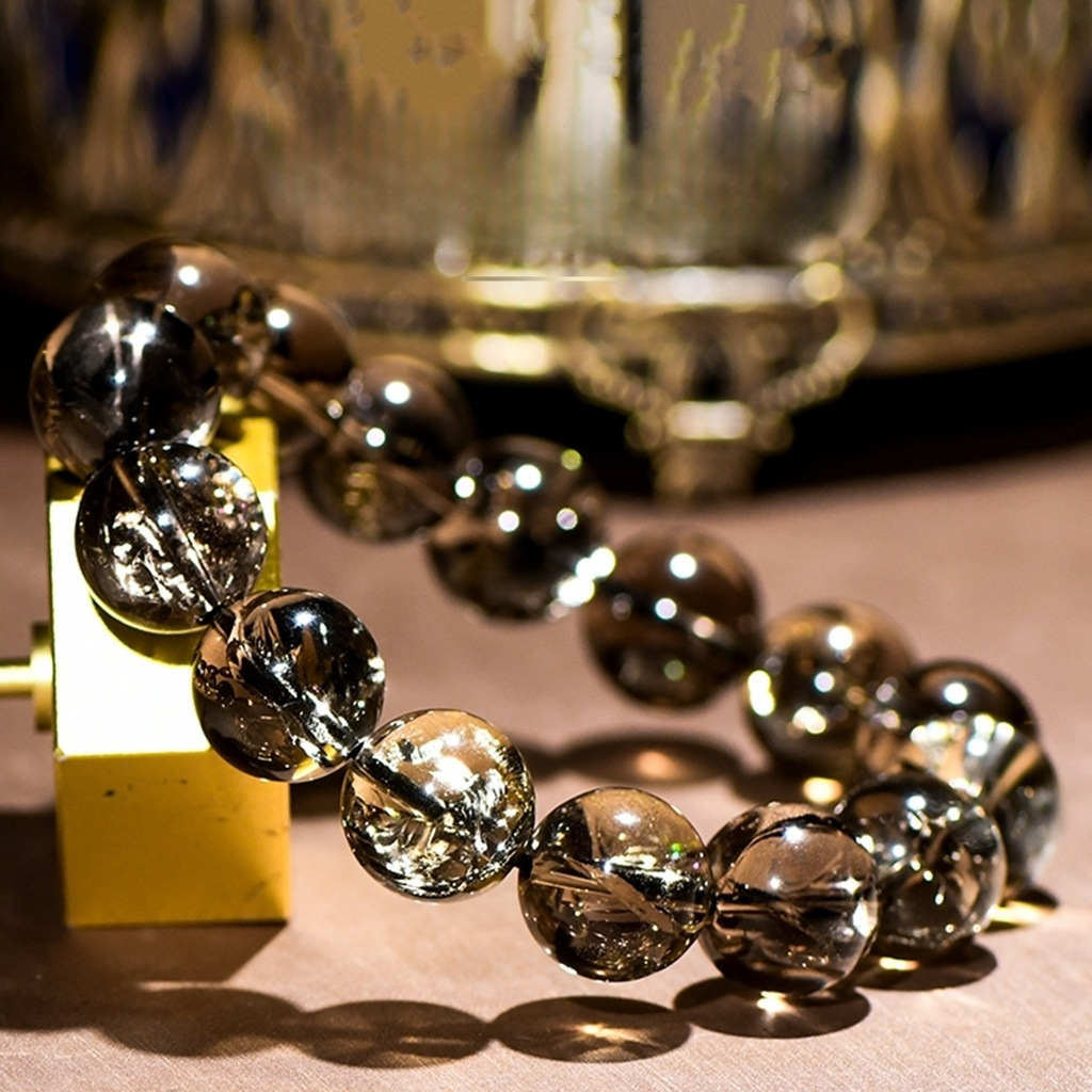 Treasure-grade natural black gold rainbow tea crystal smoke crystal ...