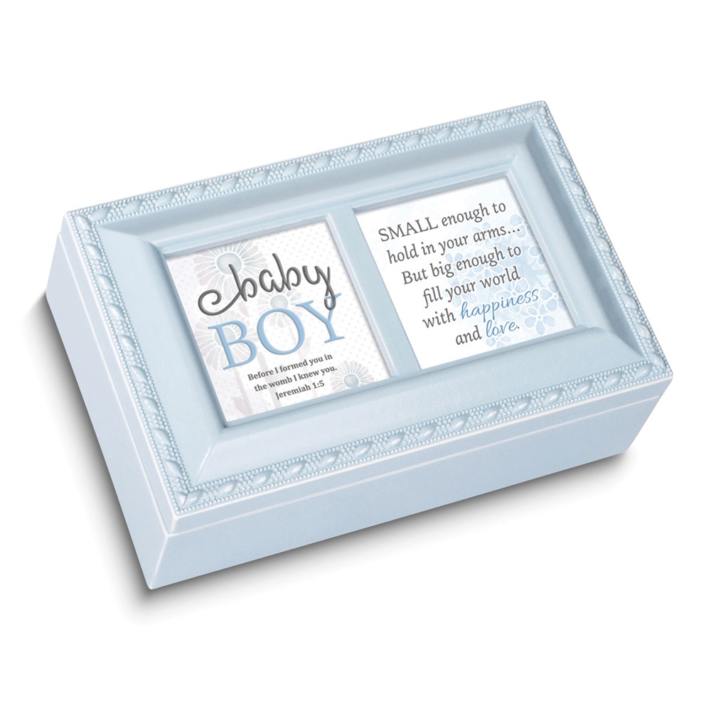 Treasured Wishes Baby Blue Baby Boy Resin Music Box: JESUS LOVES ME ...