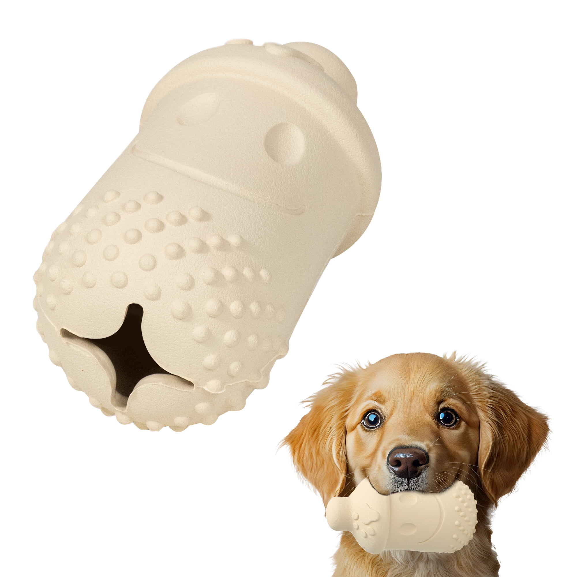Treat Dispensing Chew Toy Rubber Natural Bamboo Fiber Interactive Fun ...