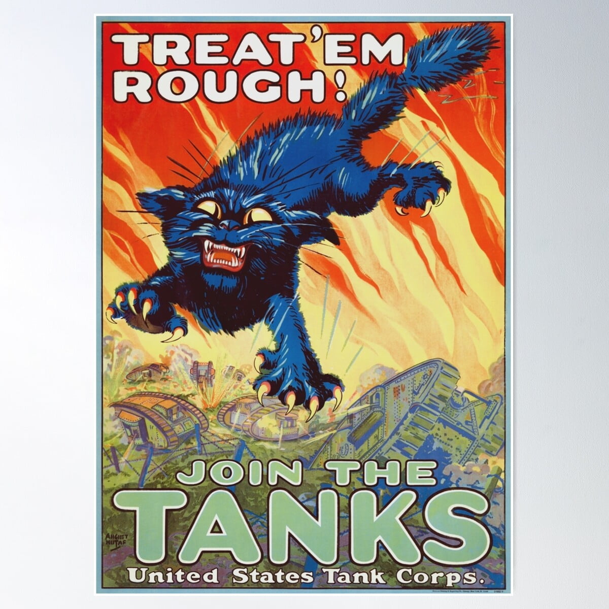 Treat 'Em Rough - Join The Tanks - 1917 Ww1 Recruiting Poster Wall Art ...