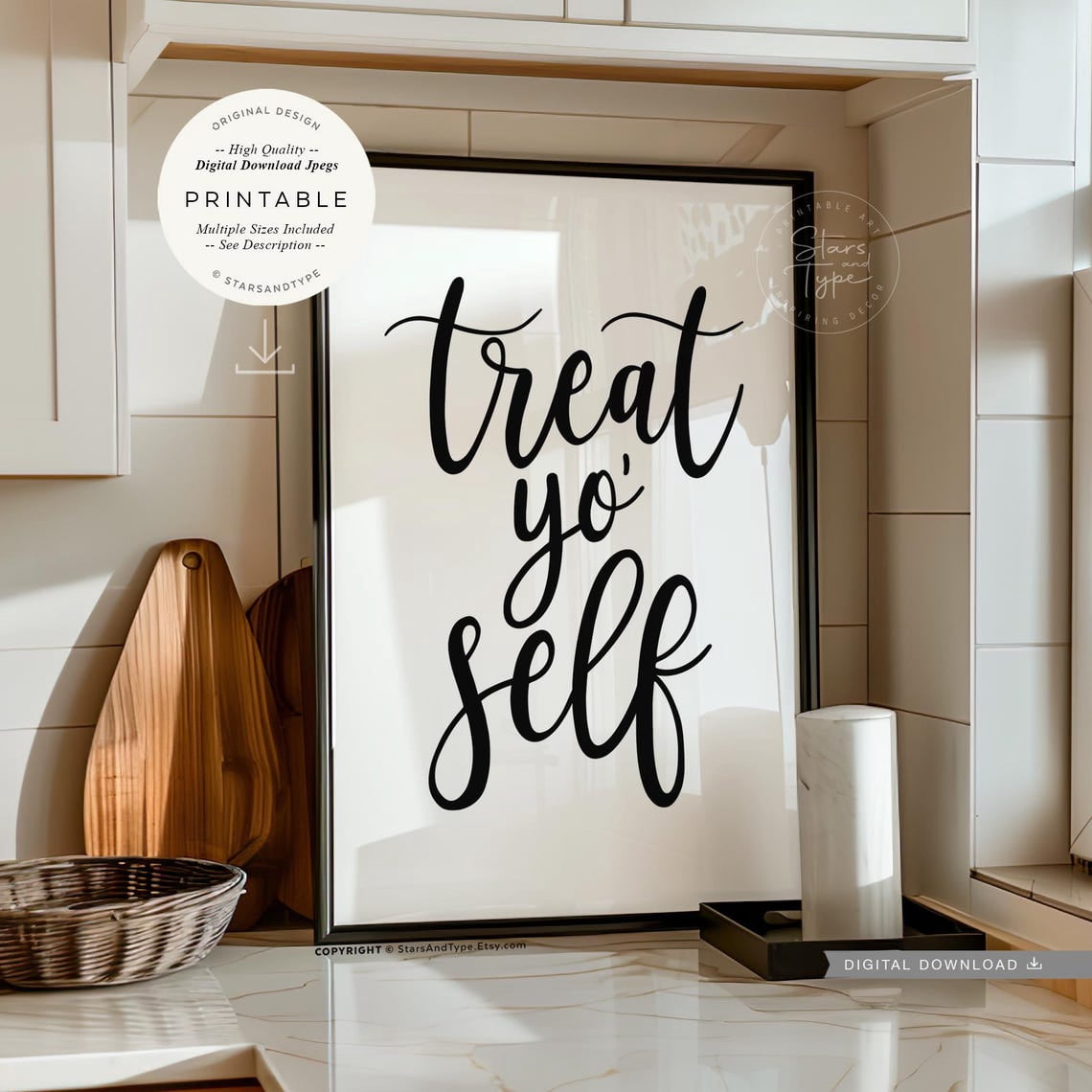 Treat Yo Self Fun Quote Poster, Unframed Size 16x24 - Walmart.com