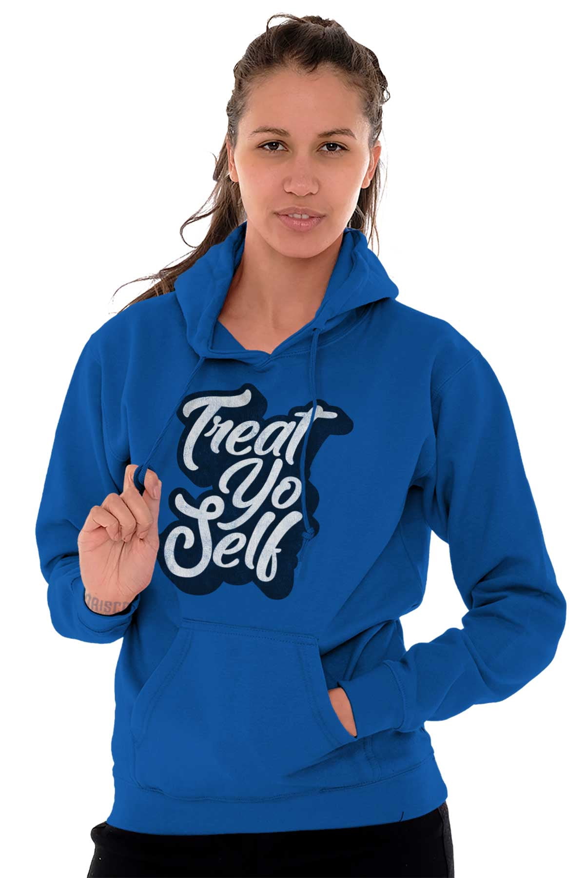 Treat Yo Self Funny Parks Rec Quote Women Plus Size Hoodie Brisco ...