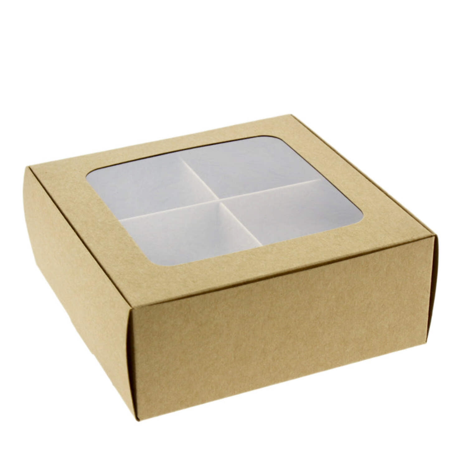 Treat boxes with window and dividers | 4 MEDIUM compartments | 6 x 6 x ...