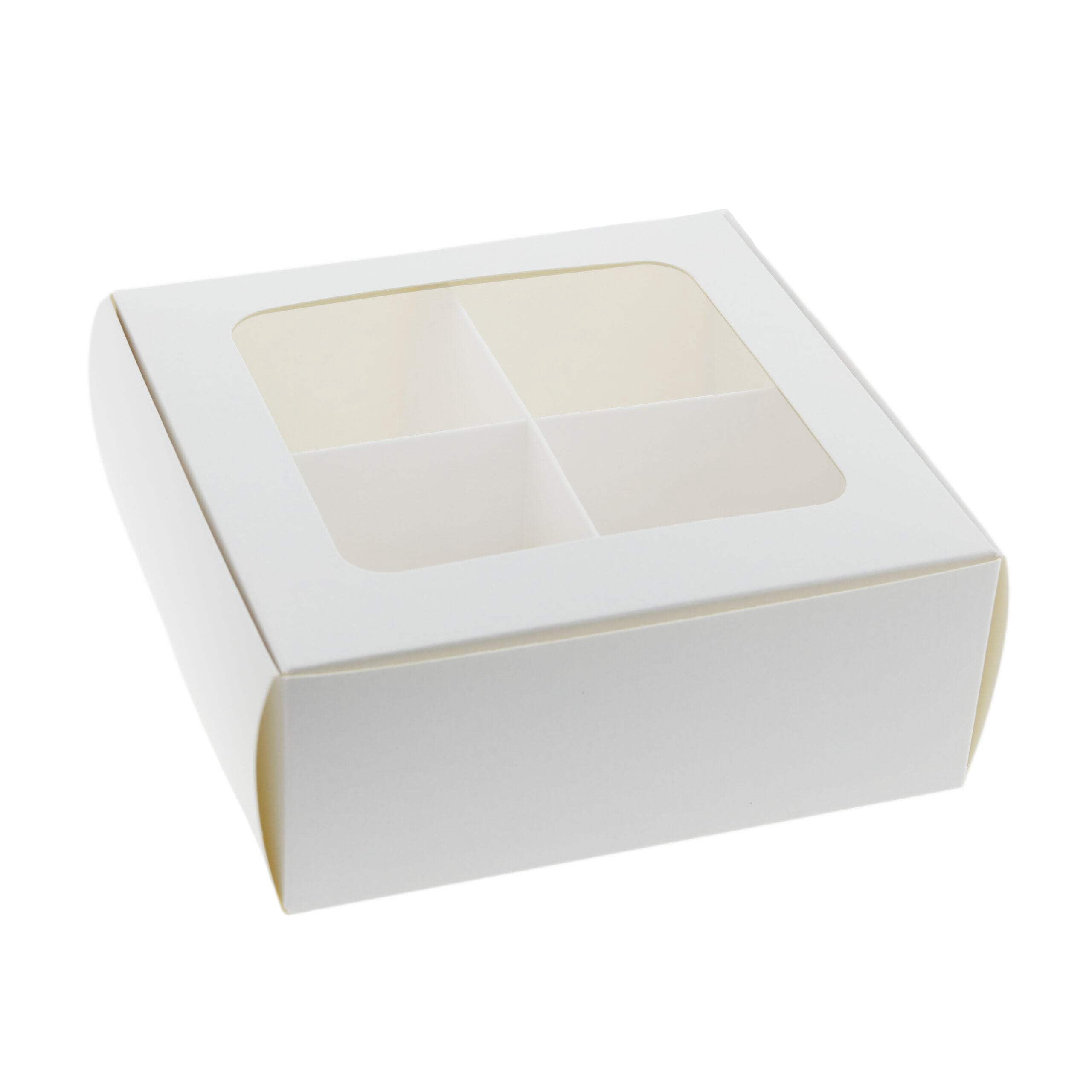 Treat boxes with window and dividers | 4 MEDIUM compartments | 6 x 6 x ...