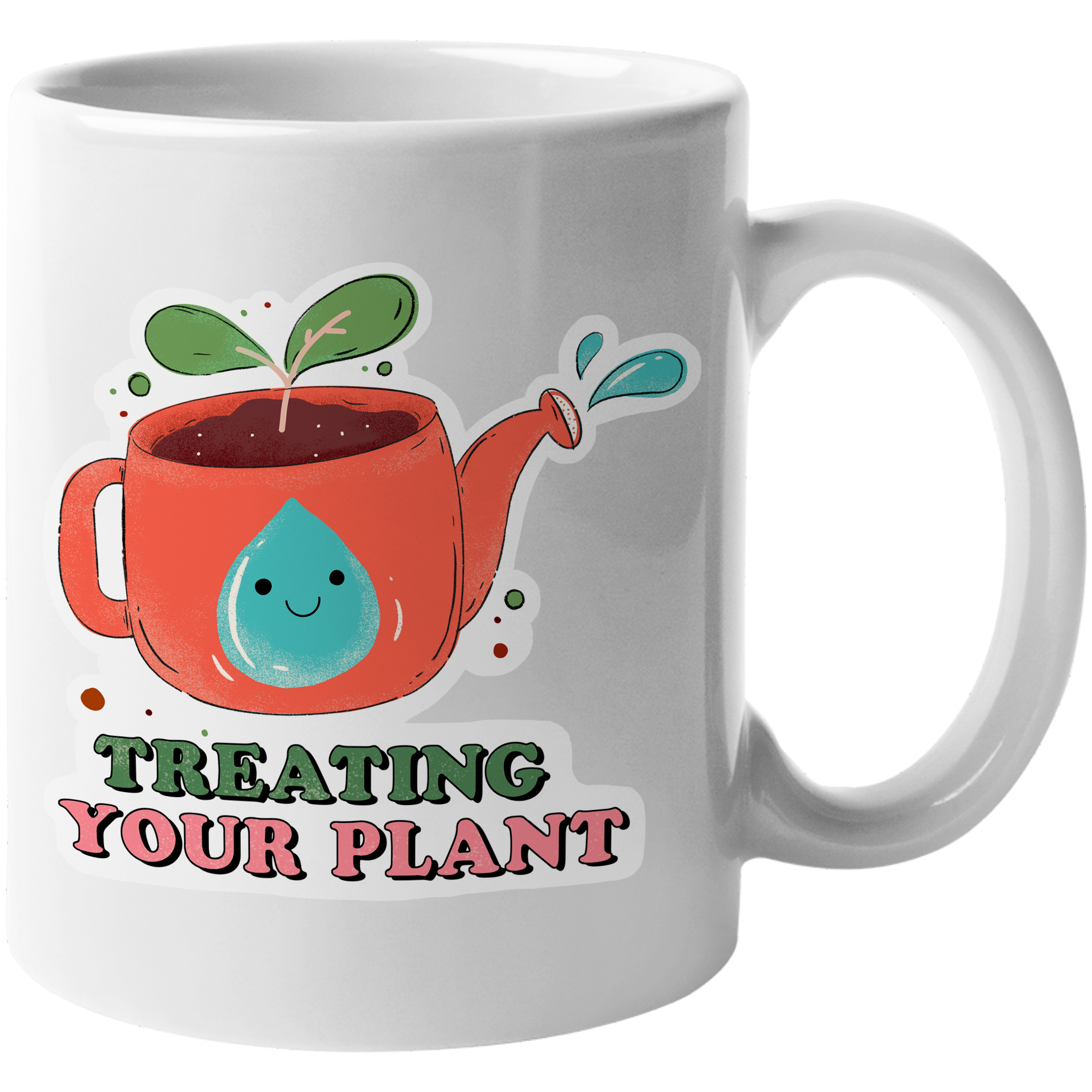 Treating Your Plant, Earth Day & Environmentalist Art Merch Gift, White ...