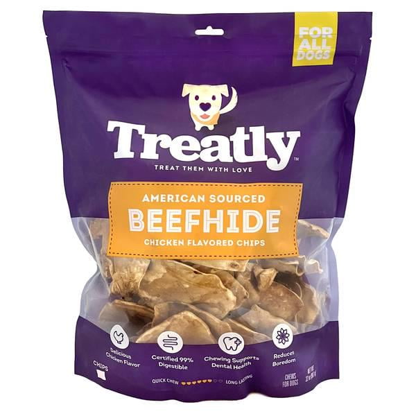 Treatly 32 oz Chicken Flavor American Beefhide Chips Dog Chews ...