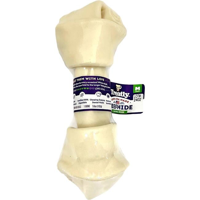 Treatly 12148 7 in. 100 Percent USA Beef Hide Bone Banded - Natural - Case of 16 - Walmart.com