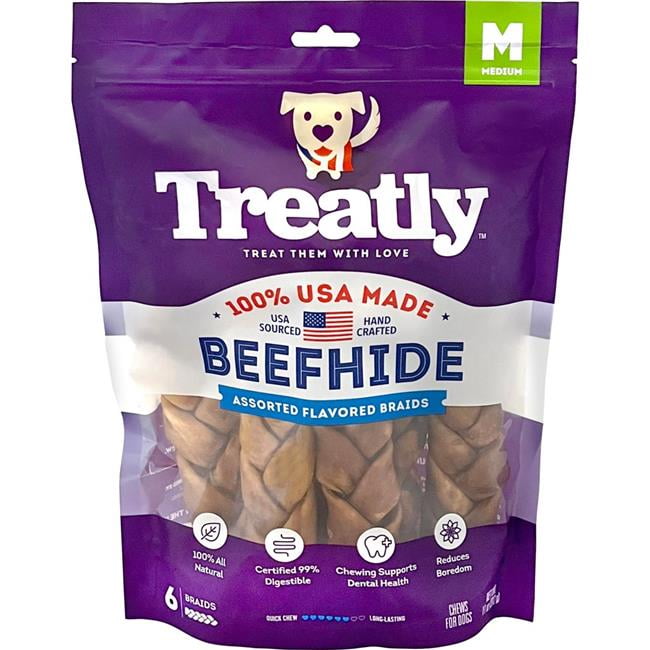 Treatly 12300 7 in. 100 Percent USA Hide Braids - Chicken & Beef - 6 ...