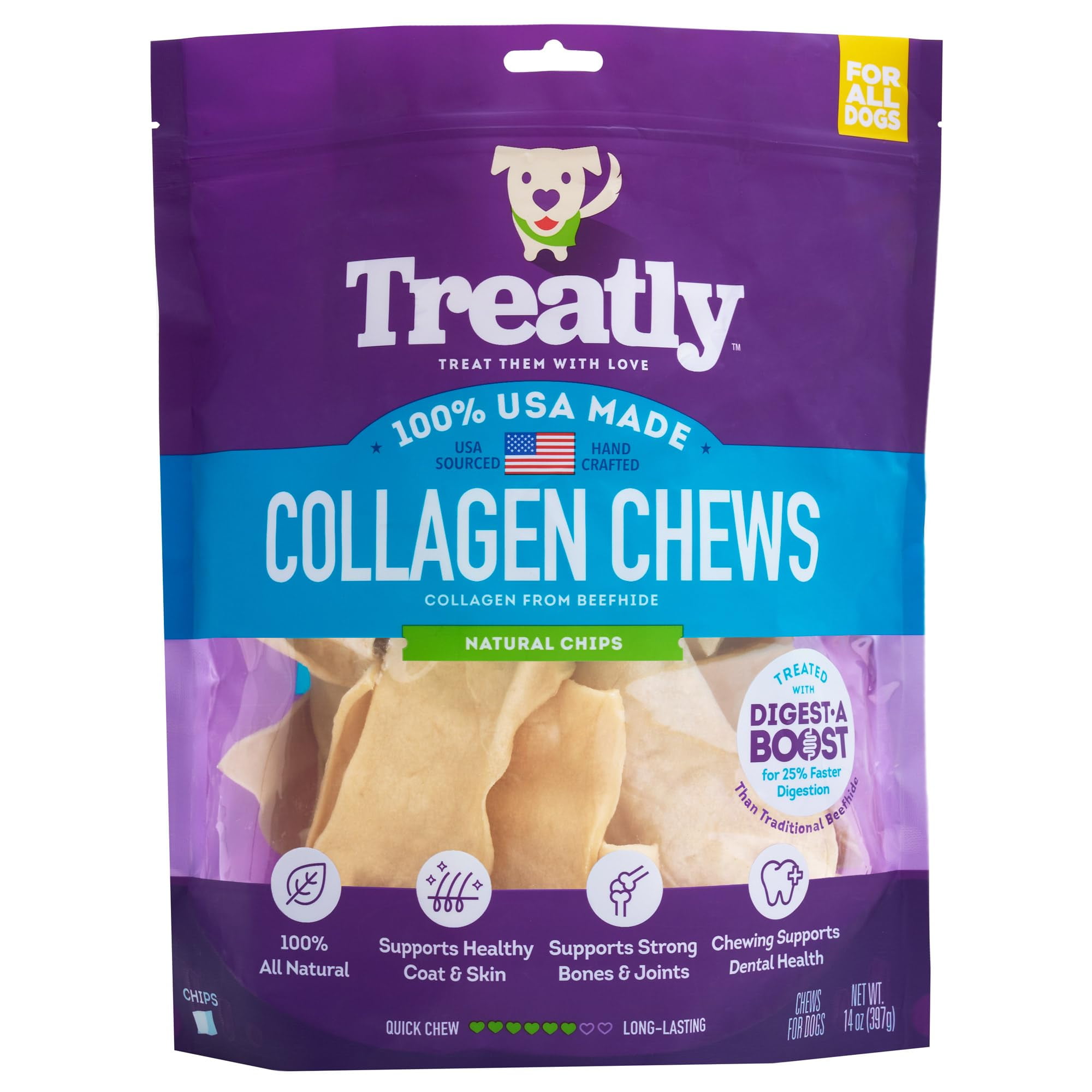 Treatly USA Collagen Chips Assorted Dog Chew Treats - Natural Flavor ...