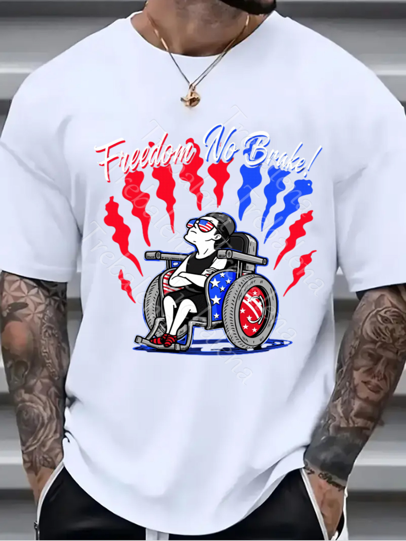Trebalena Men'S Plus Size Freedom No Brake Patriotic Wheelchair Graphic ...