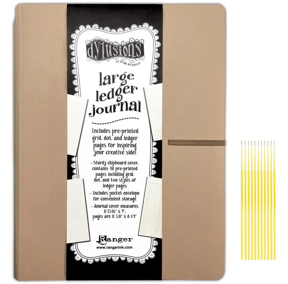 Trebbies Dylusions Ranger Ink Large Ledger Journal, Pre-Printed Grid ...