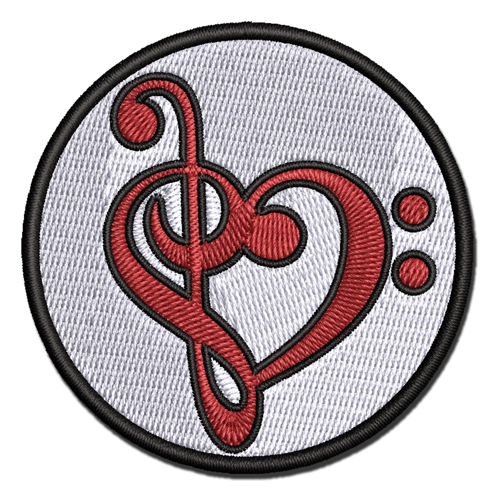 Treble Bass Clef Heart Music Love Applique Multi-Color Embroidered Hook ...
