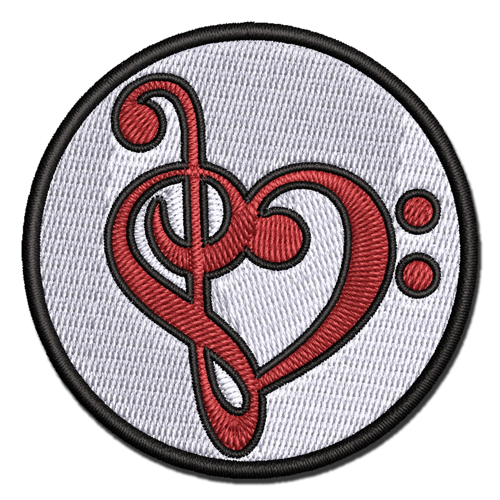 Treble Bass Clef Heart Music Love Applique Multi-Color Embroidered Hook ...