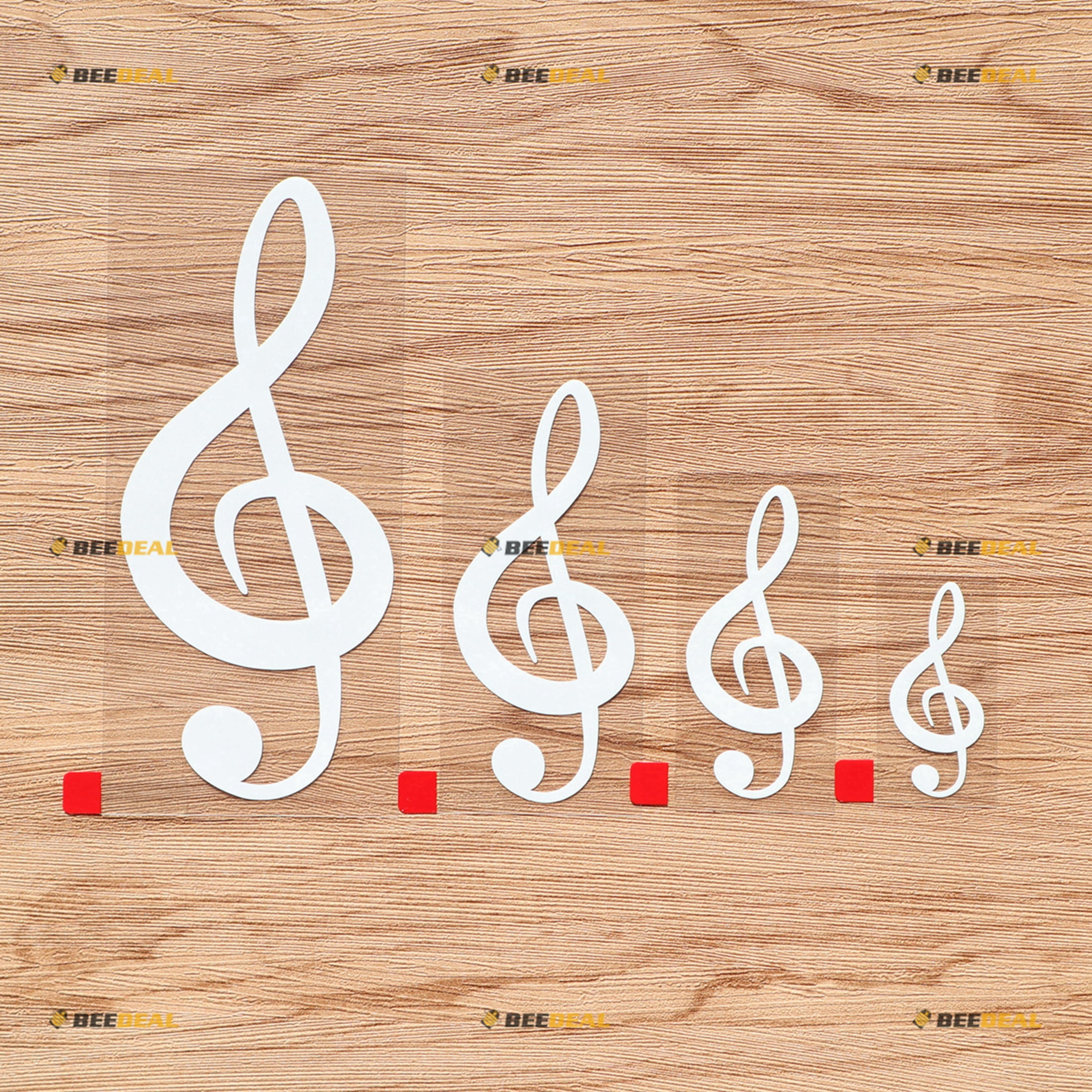 Treble Clef Decal Vinyl Sticker Music Notation - 4 Pack White, 2 Inches ...
