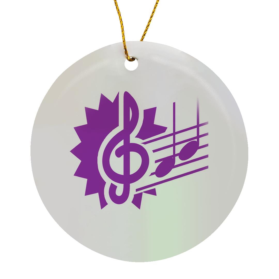 3drose, Treble Clef Eighth Notes Staff Graphic Purple, Circle Porcelain ...
