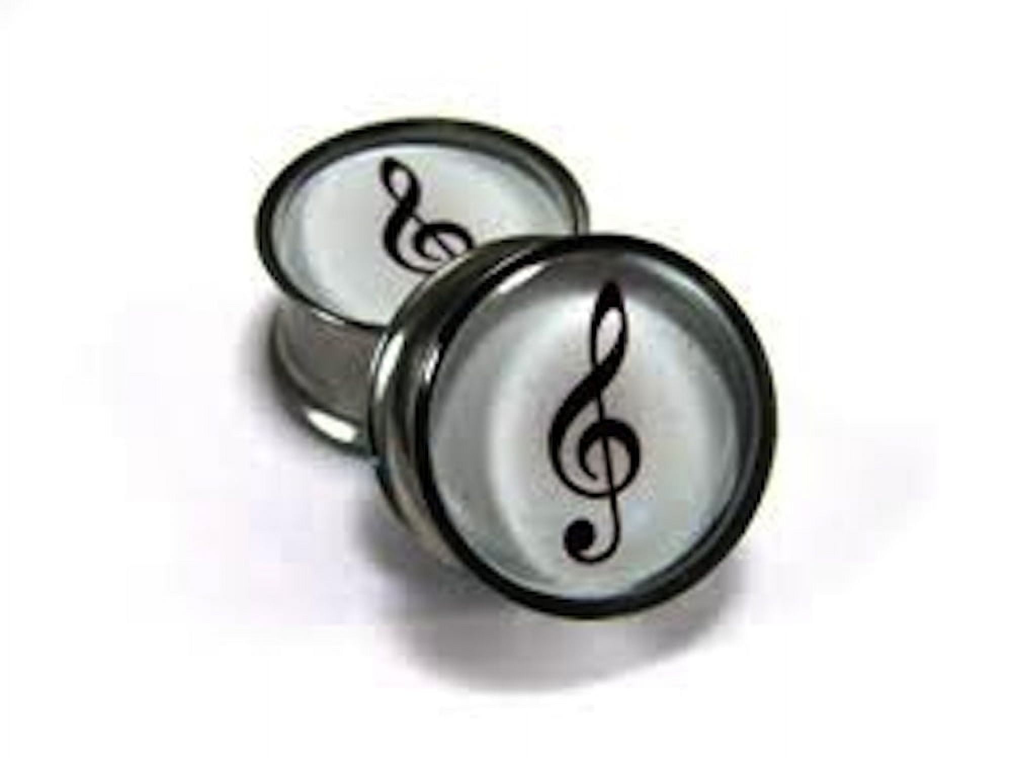 Treble Clef (G Clef) Music Note Double Flared Surgical Steel (316L ...