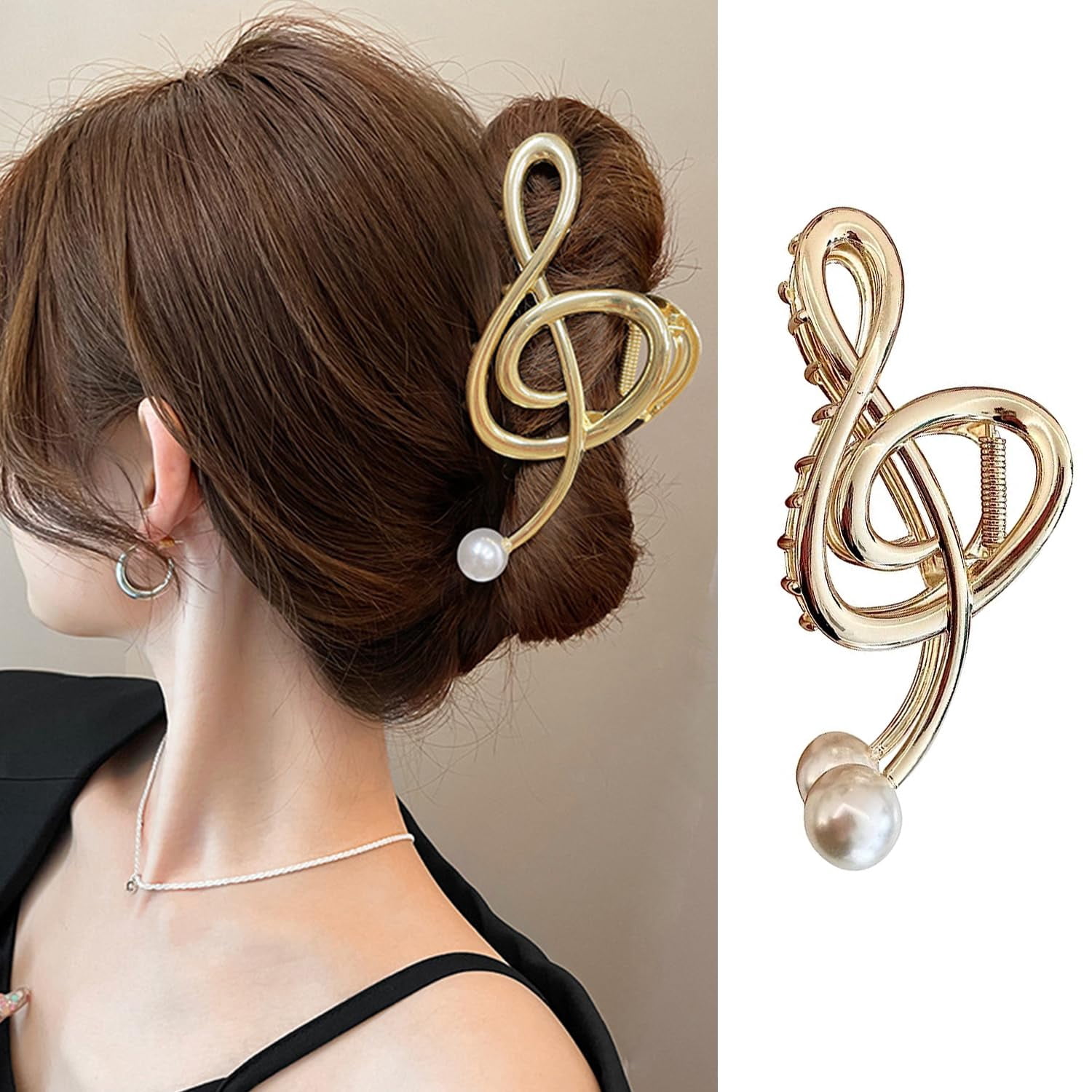 Treble Clef Hair Clip with Pearl, Elegant Music Note Accessory ...