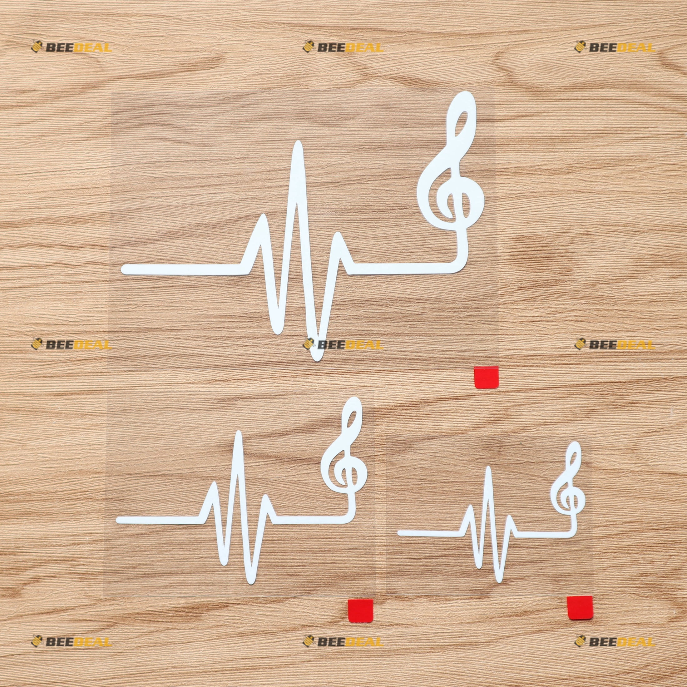Treble Clef Heart Beat Music Notes Decal Vinyl Sticker - 3 Pack White ...