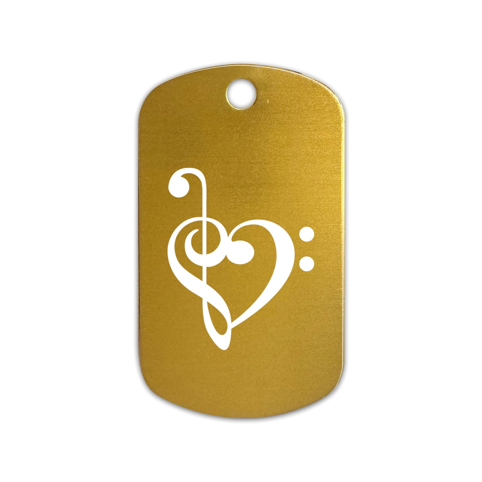 Treble Clef Heart GI Dog Tag Aluminum Keychain band girly - Gold ...
