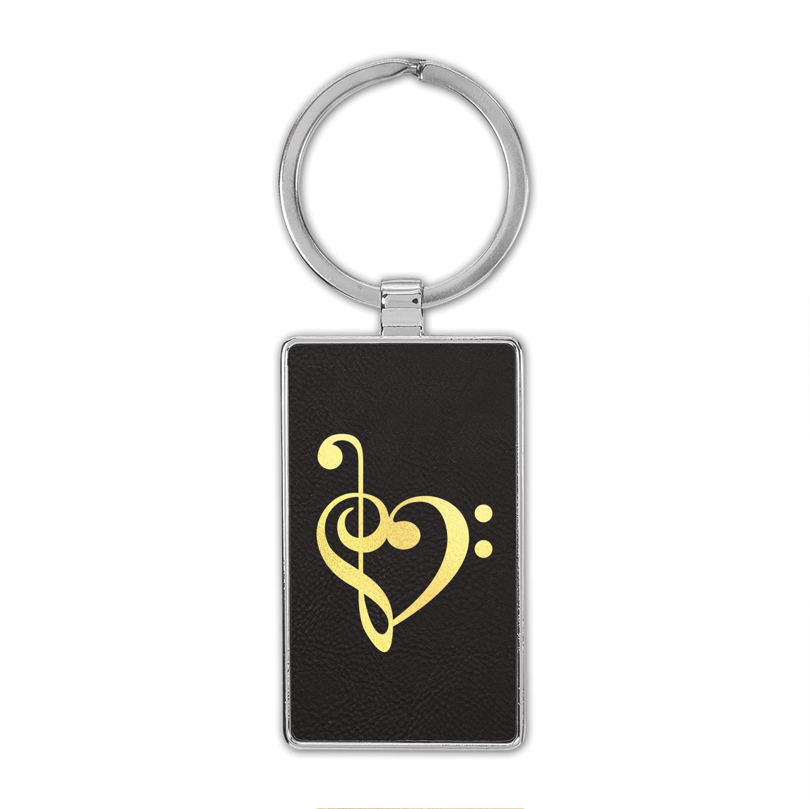 Treble Clef Heart Premium Leatherette Keychain band girly - Black/Gold ...