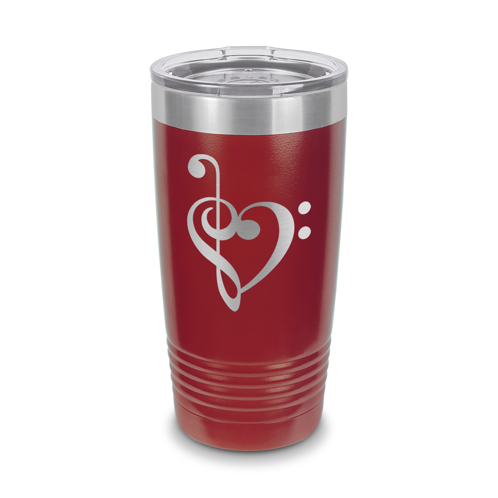 Treble Clef Heart Tumbler 20 oz - Laser Engraved w/ Clear Lid ...