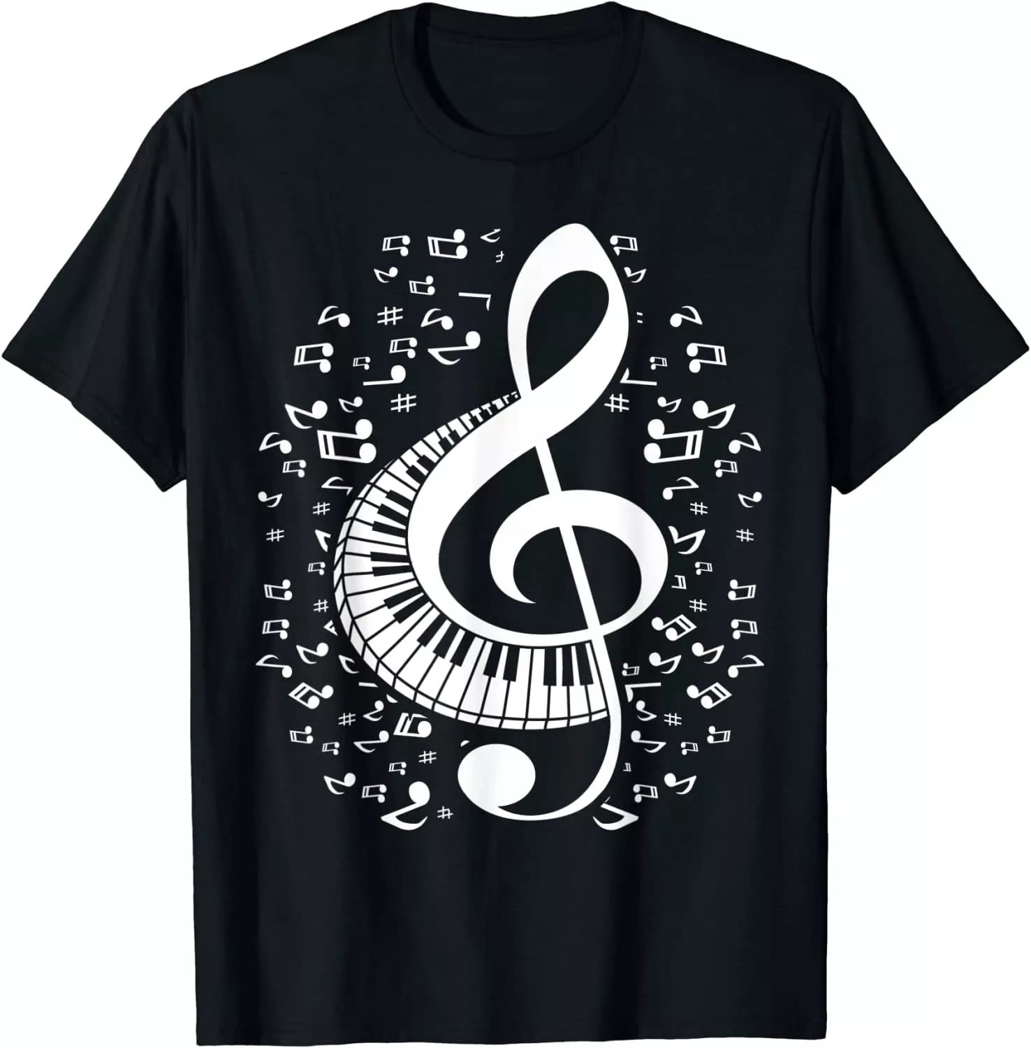 Treble Clef Keyboard Classical Music-Notes Pianist Piano T-Shirt ...