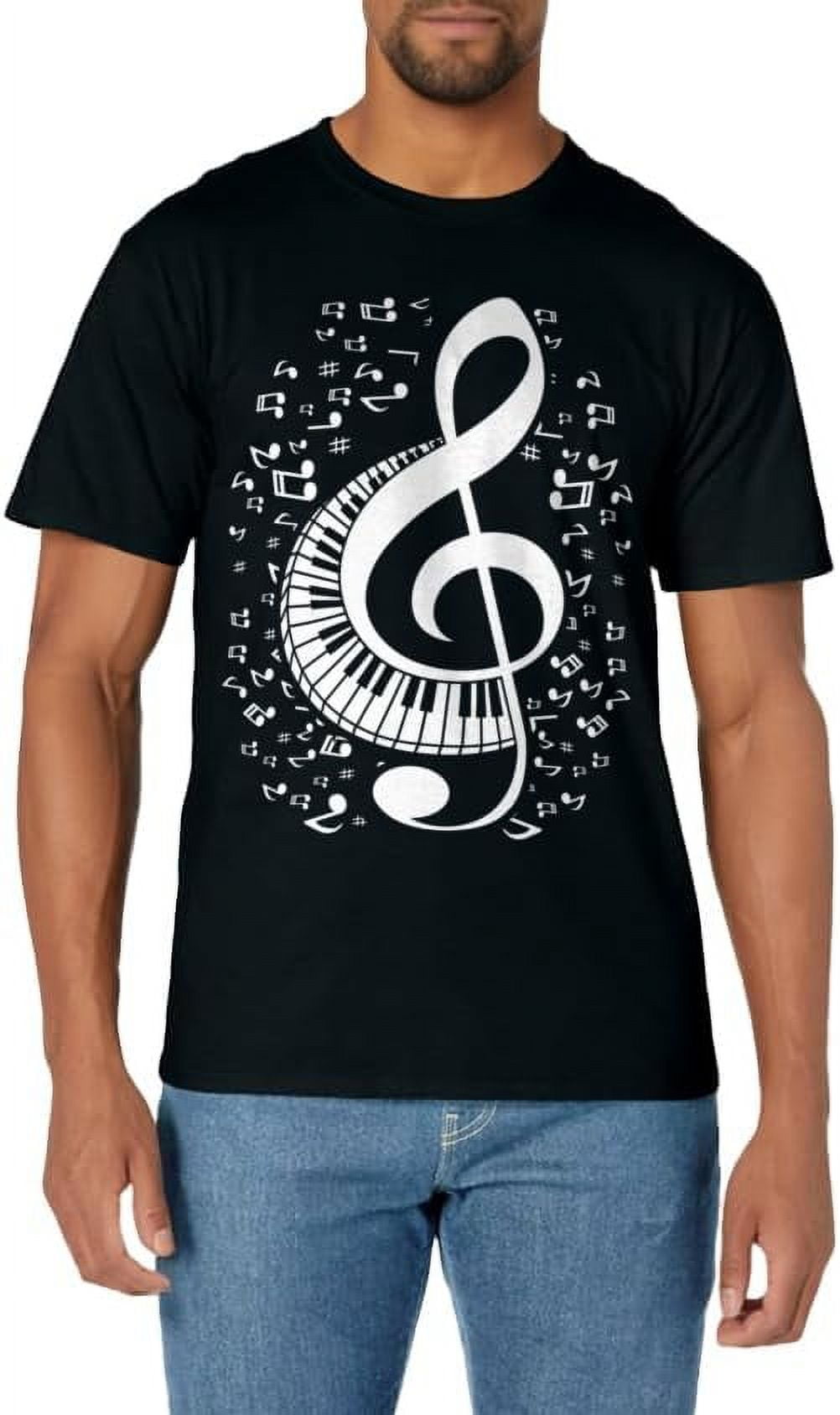 Treble Clef Keyboard Classical Music Notes Pianist Piano T-Shirt ...