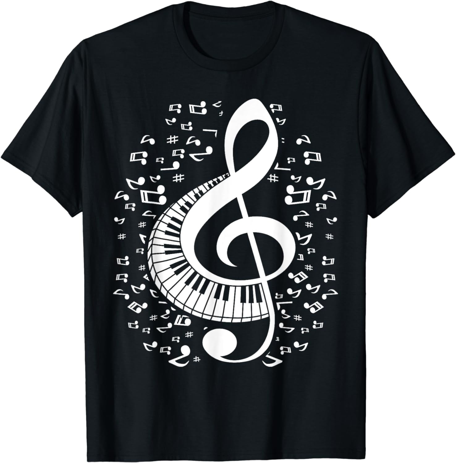 Treble Clef Keyboard Classical Music Notes Pianist Piano T-Shirt ...