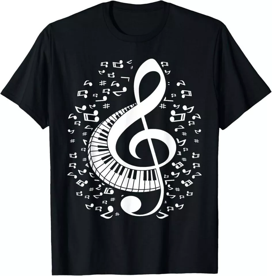 Treble Clef Keyboard Classical Music Notes Pianist Piano Unisex Black T ...